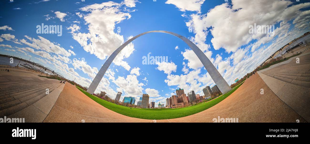 Artistic edit of St. Louis Gateway Arch with curved ground Stock Photo ...