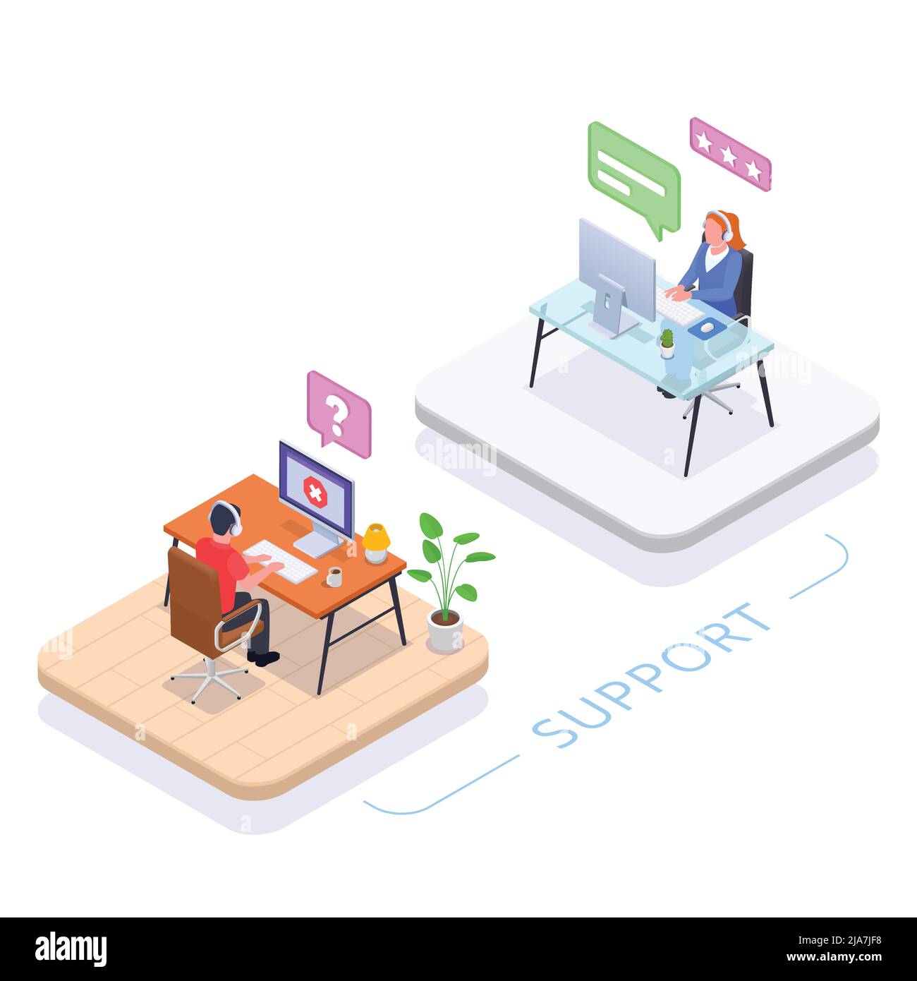 Call center helpdesk concept with support symbols isometric vector ...