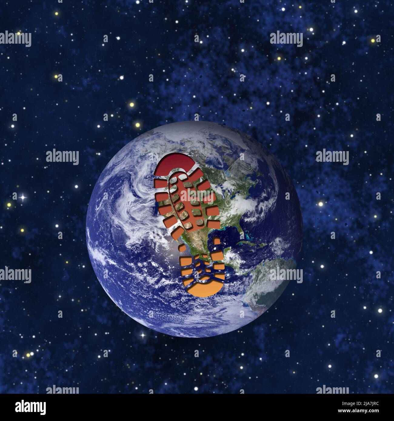 planet earth and footprint, carbon footprint concept Stock Photo - Alamy