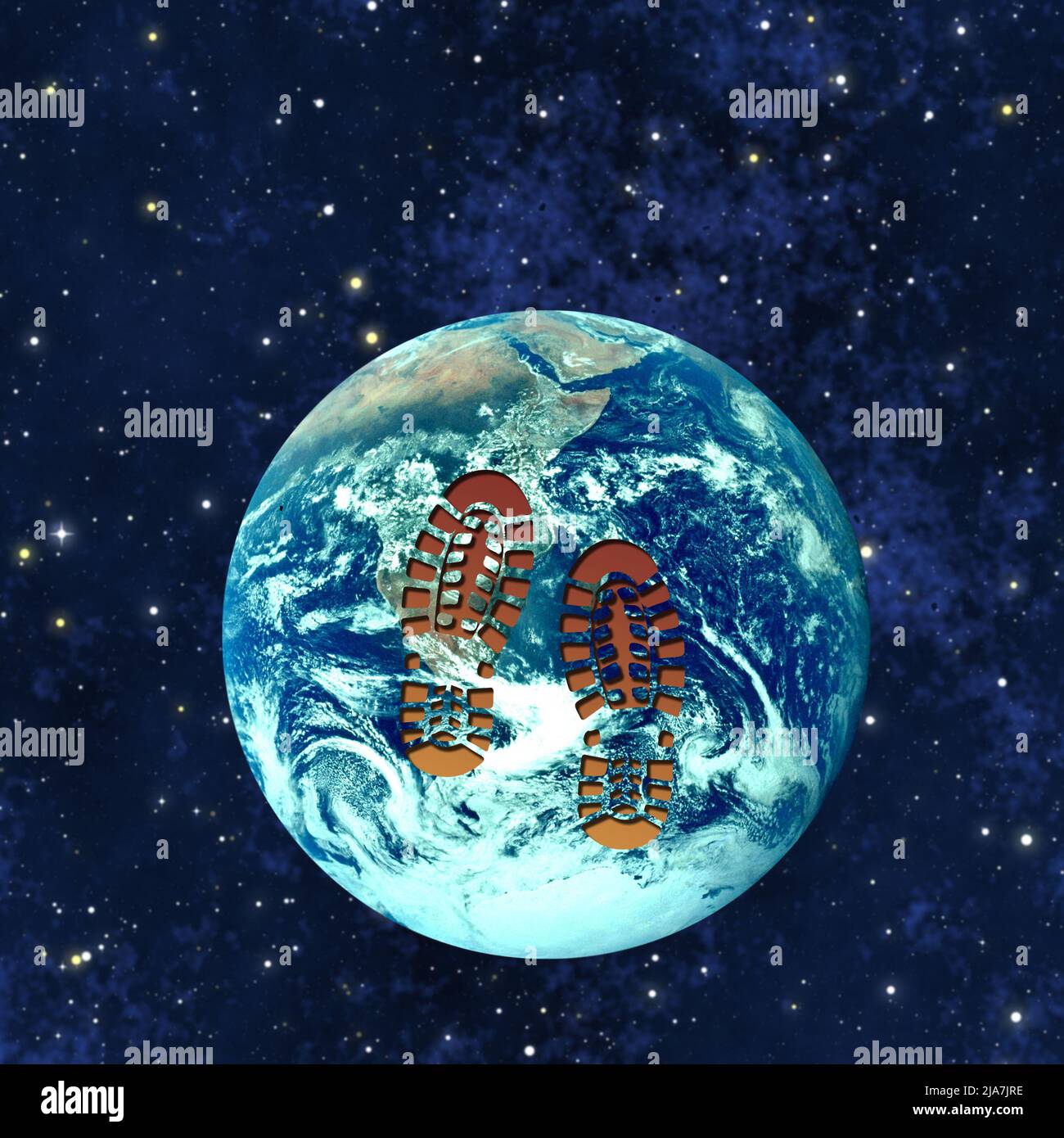 planet earth and footprint, carbon footprint concept Stock Photo - Alamy