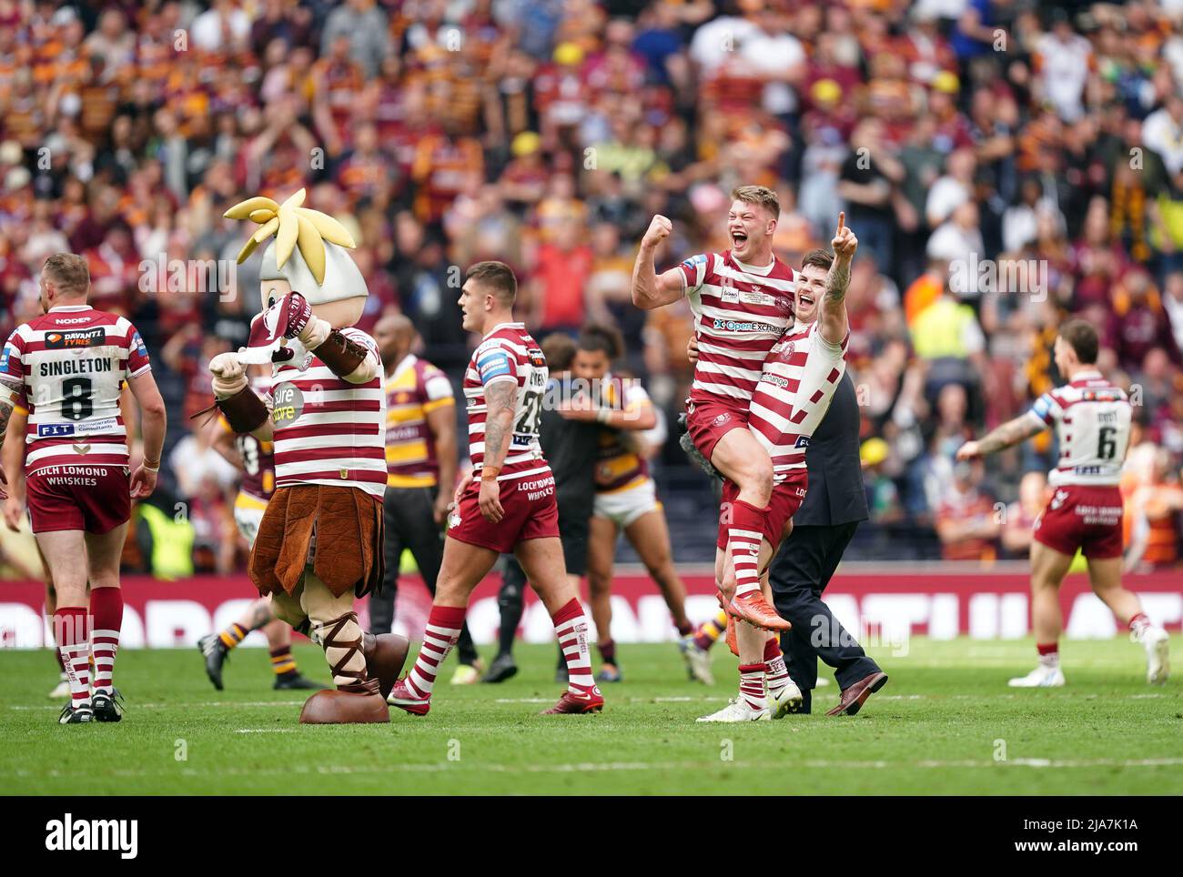 Wigan Warriors' John Bateman and Morgan Smithies celebration following ...