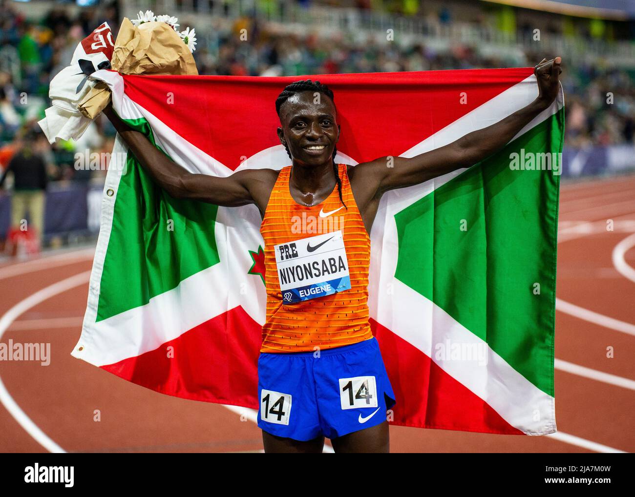 May 27, 2022 Eugene OR USA: Francine Niyonsaba wins the women’s two ...