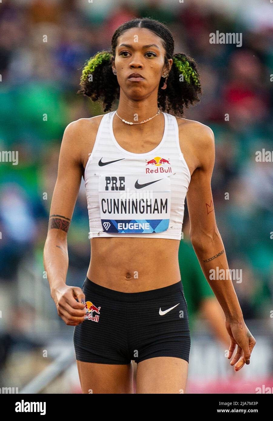 May 27, 2022 Eugene OR USA: Vashti Cunningham focus on high jump during ...