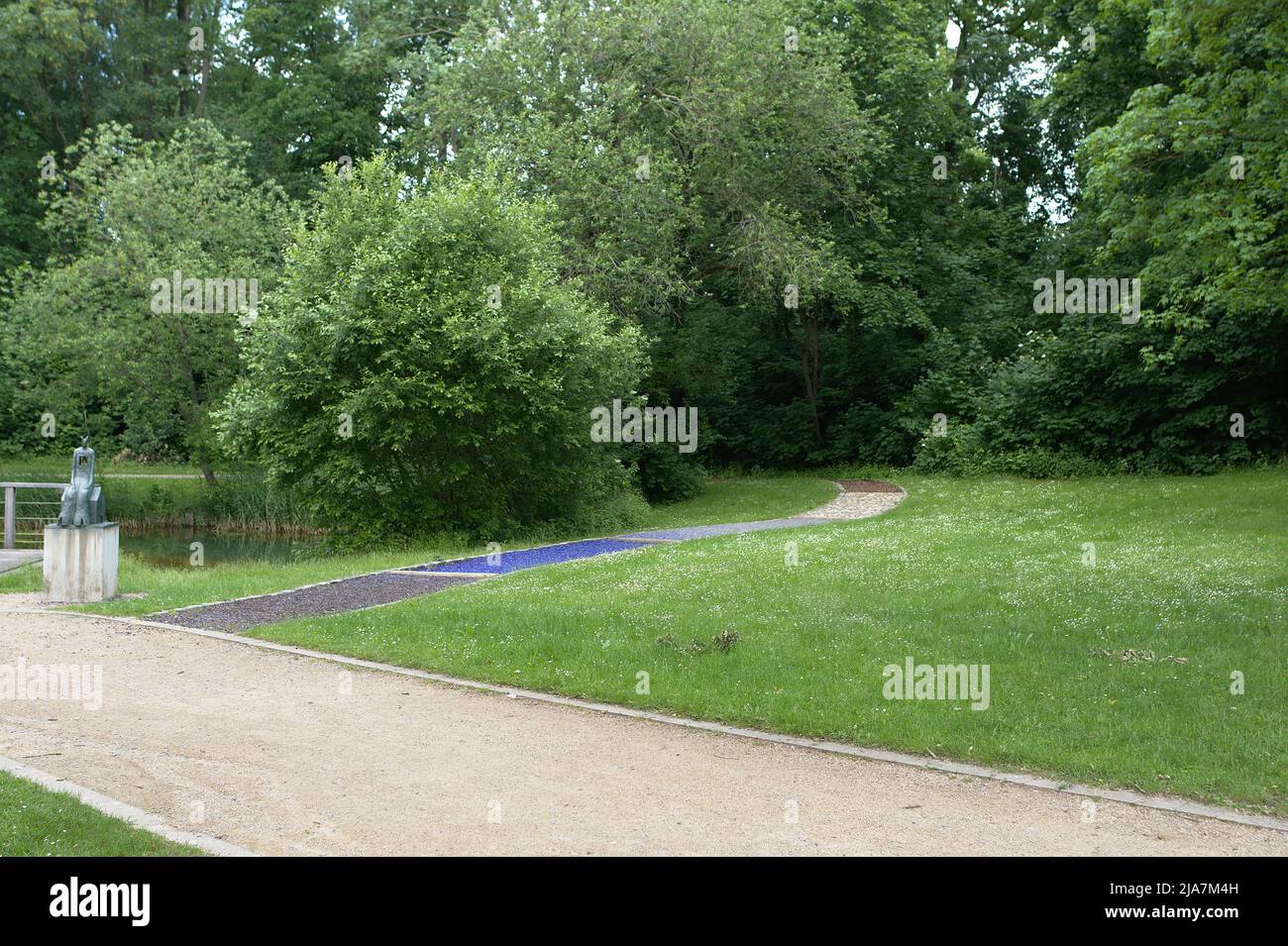 Stone path Blue Barefoot path Meadow Green Park Spa relaxation Stock ...