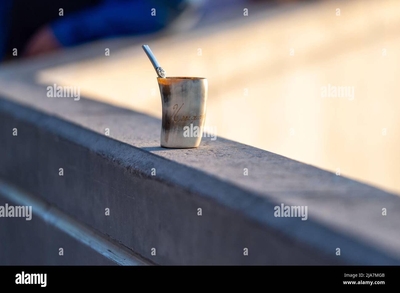Authentic Uruguayan mate made with a bulls horn Stock Photo - Alamy