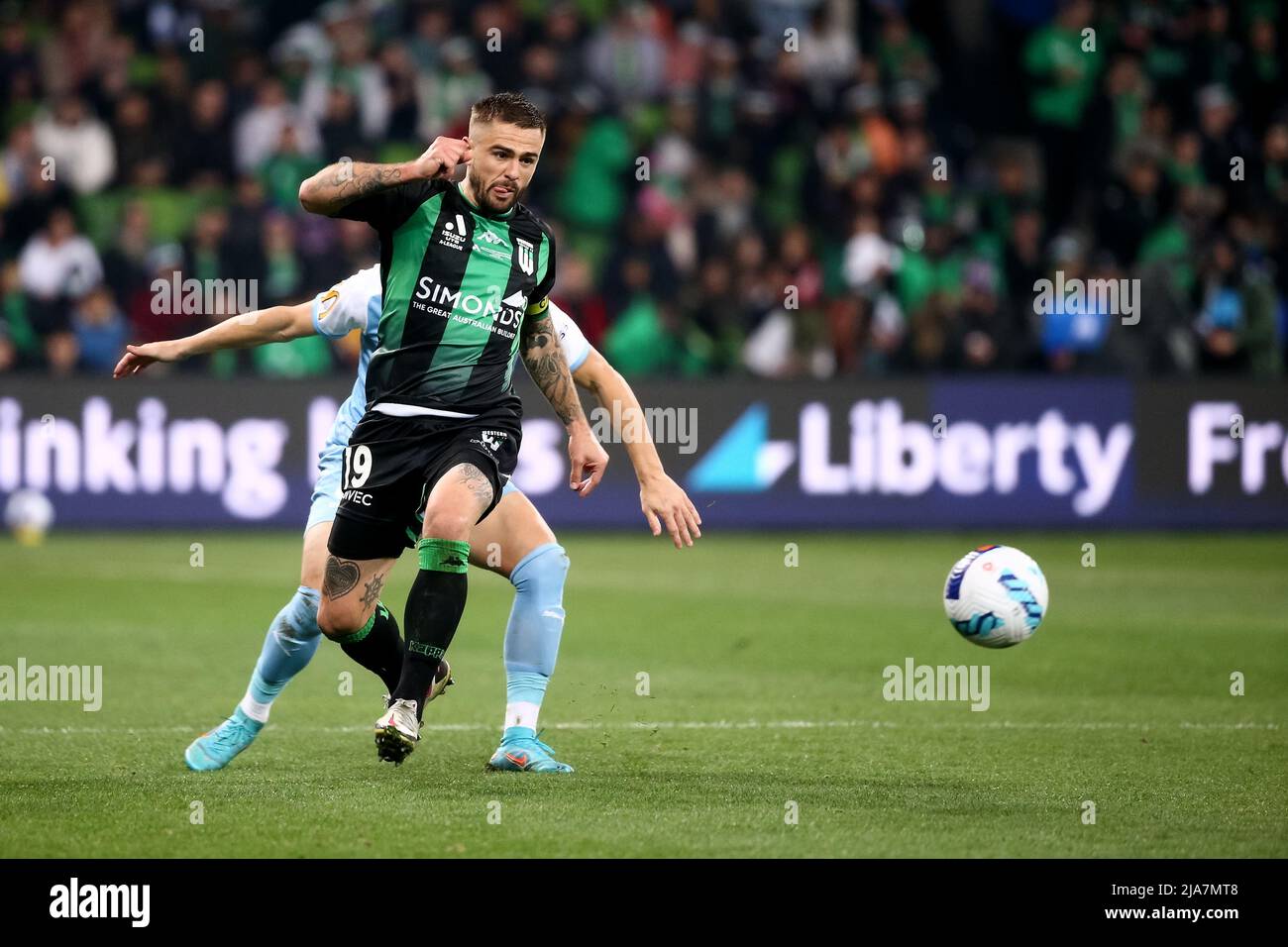 Melbourne, Australia, 28 May, 2022. Joshua Risdon of Western United ...