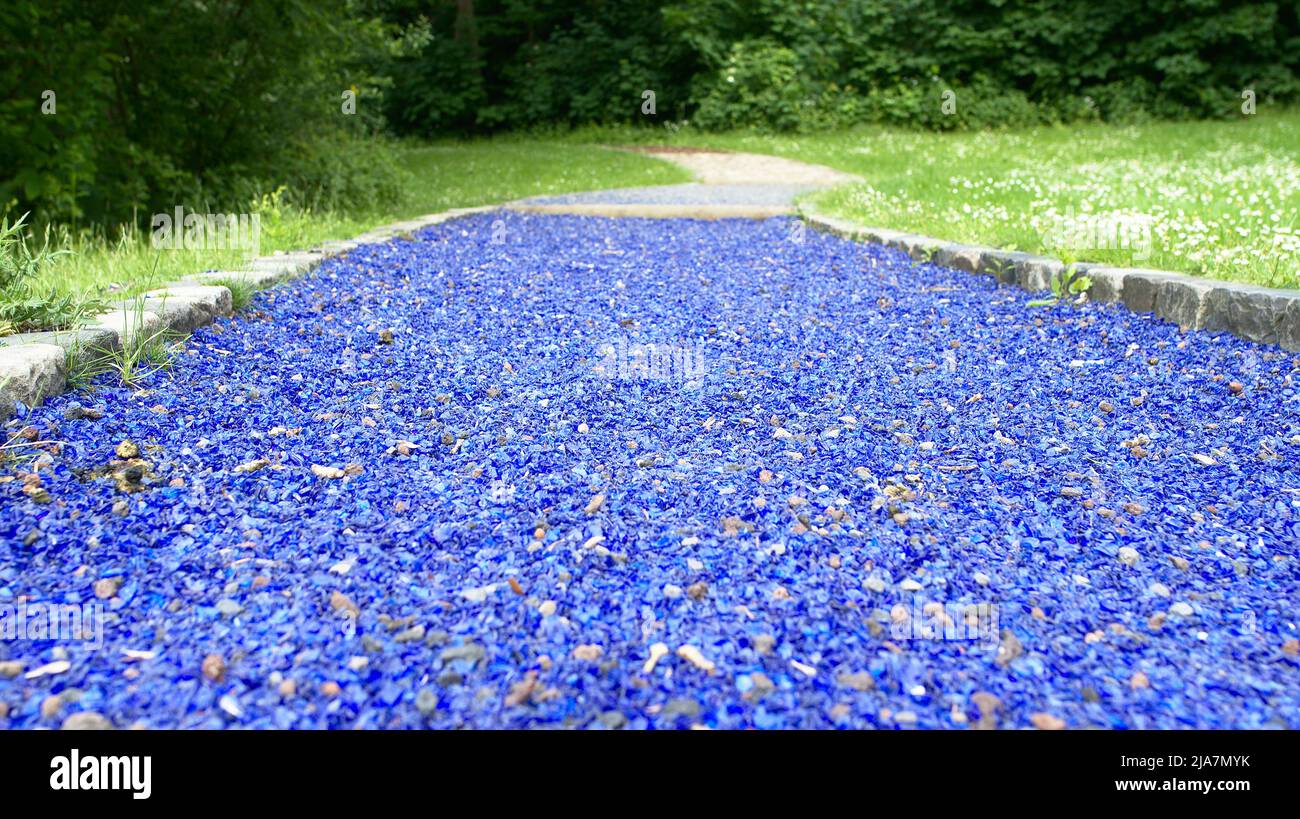 Stone path Blue Barefoot path Meadow Green Park Spa relaxation Stock ...