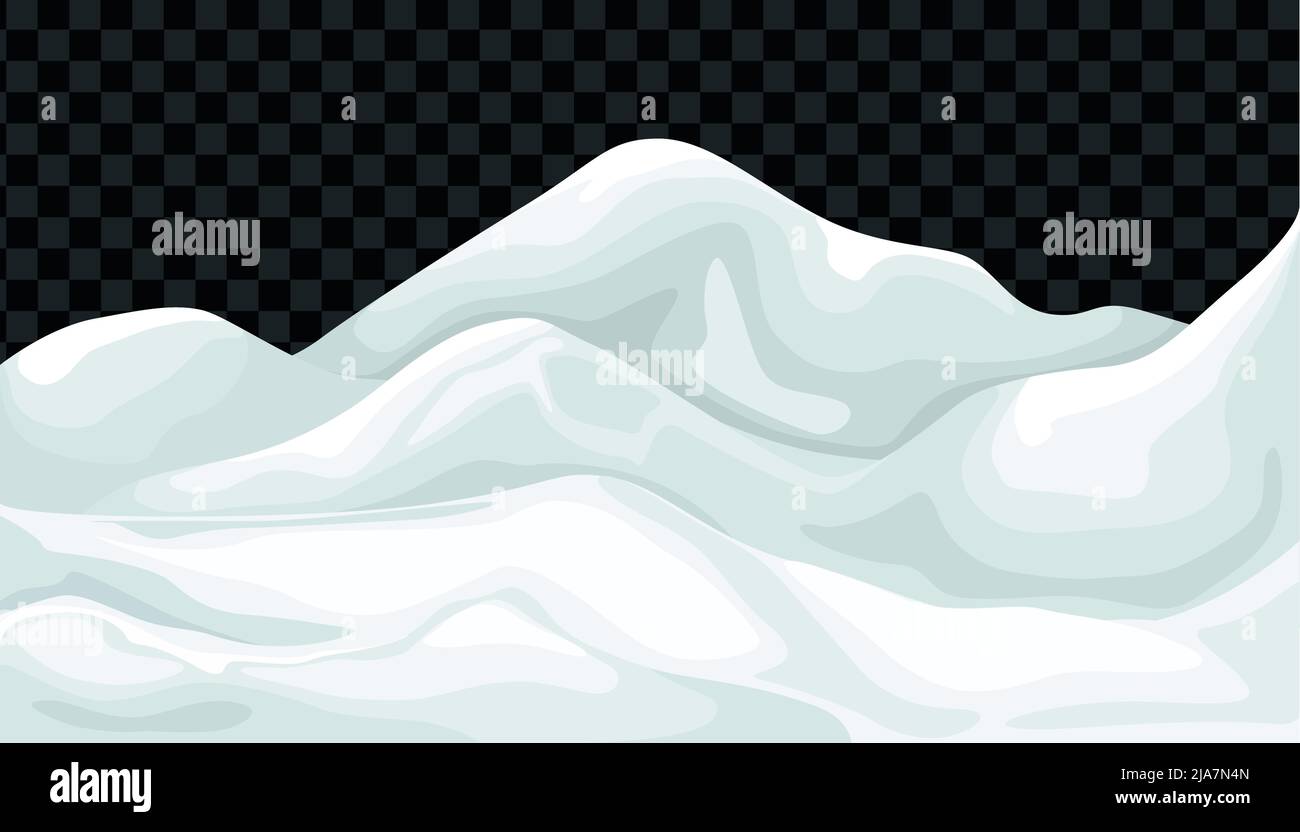 Winter cartoon landscape against dark transparent background with wavy ...