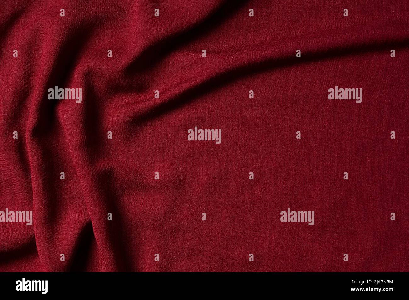 Red crumpled linen fabric texture background. Natural linen organic eco ...