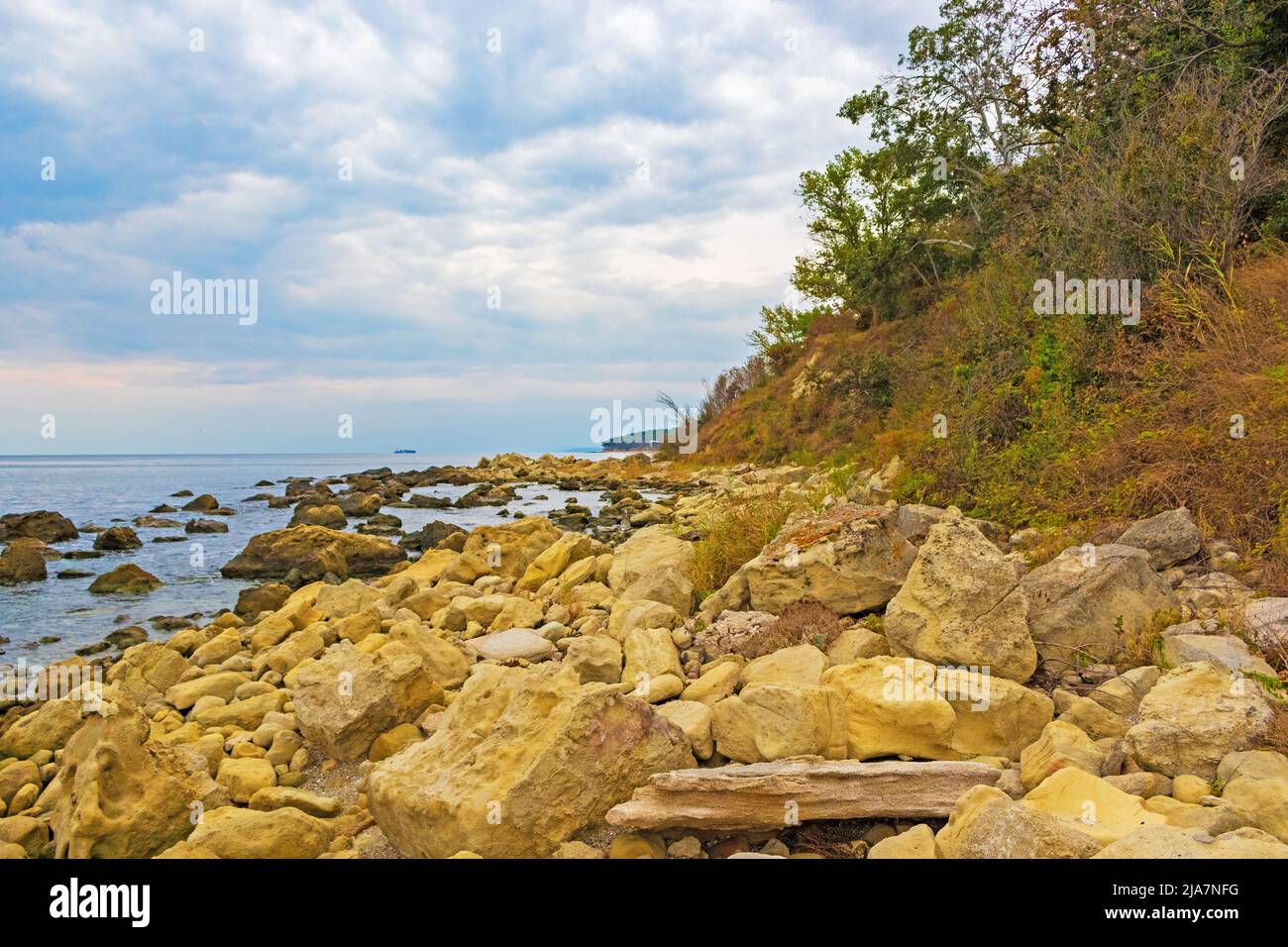 Beautiful empty beach of Galata cape,Black Sea coast,Varna Bulgaria ...