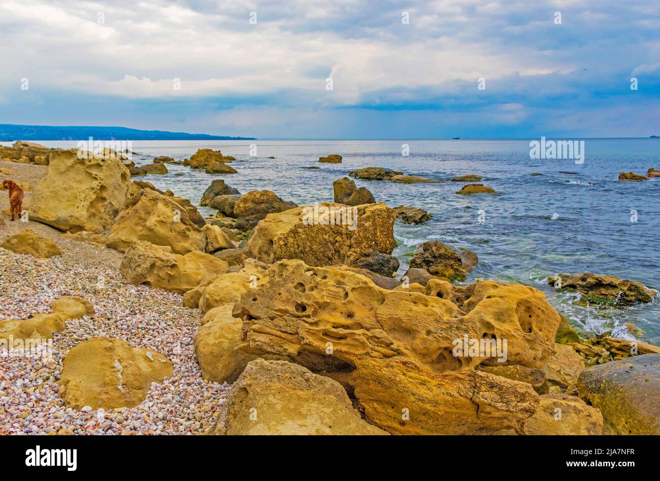 Beautiful empty beach of Galata cape,Black Sea coast,Varna Bulgaria ...