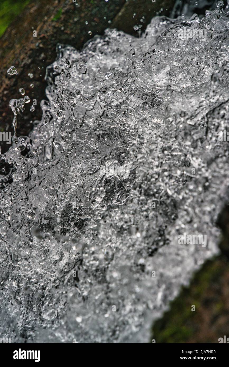 macro shot of water at a waterfall at a levada in madeira Stock Photo ...