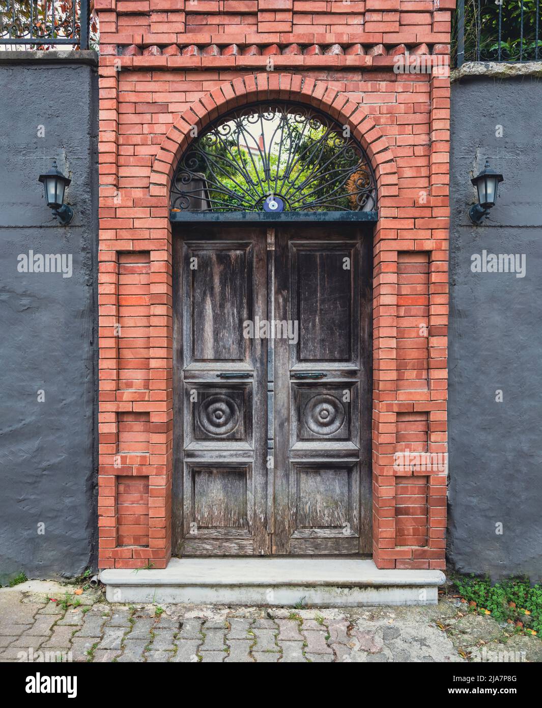 Old historical wooden door, front view Stock Photo - Alamy