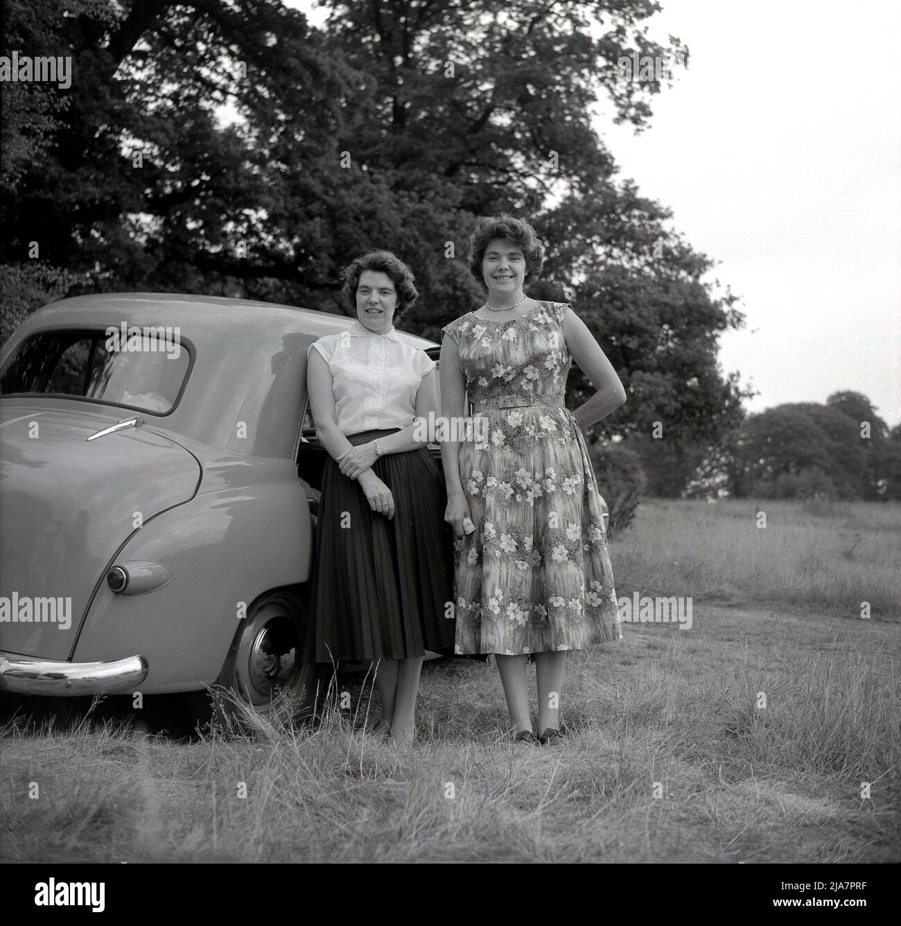 1950s, historical, post-war Britain and on parkland, two ladies ...