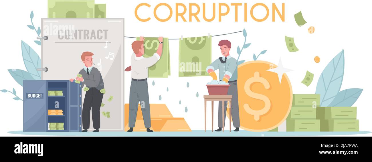 Corruption money laundering symbols business deals contracts with ...