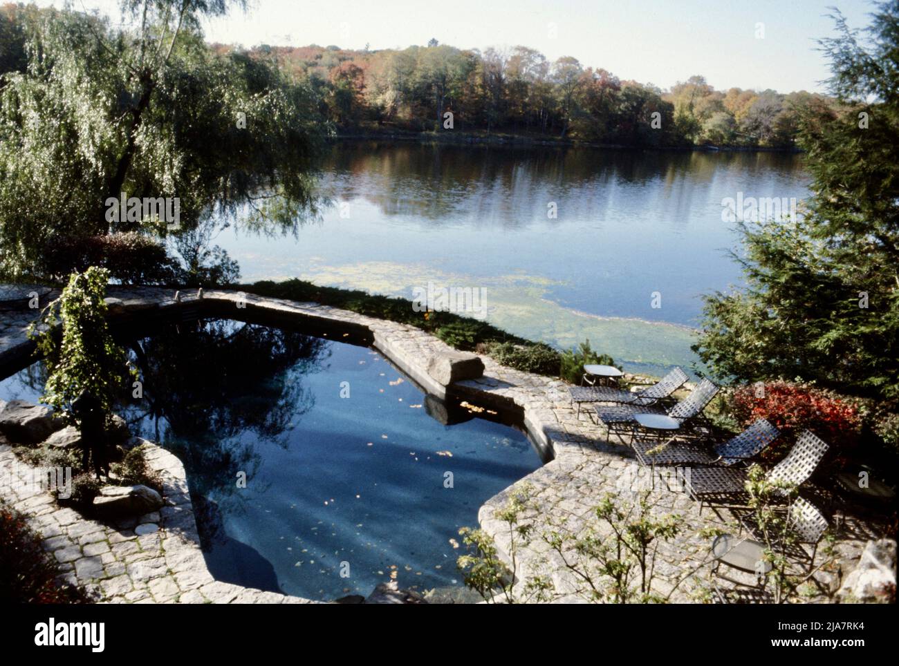 Swimming pool by a small lake in Mt. Kisco in Westchester County, NY ...