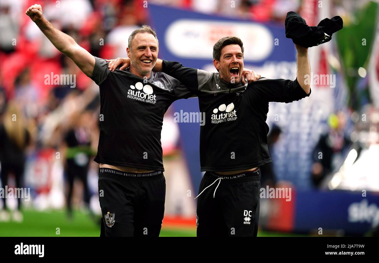 Port Vale manager Darrell Clarke (right) and assistant Andy Crosby ...