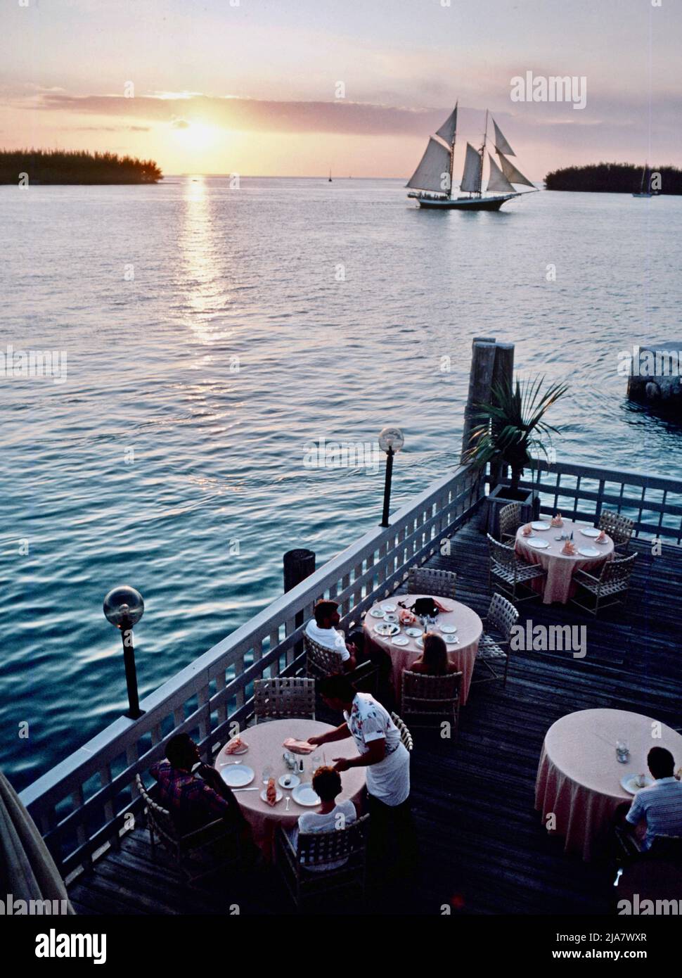Pier House hotel restaurant and terrace in Key West, Florida, the ...