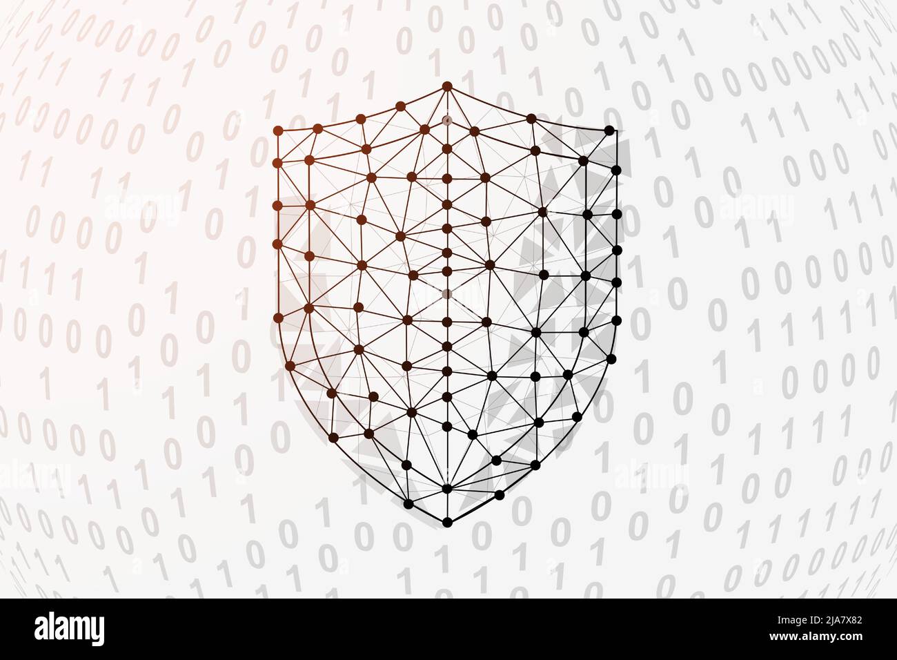 Shield 3d low poly symbol with binary code background. Antivirus design vector illustration ...