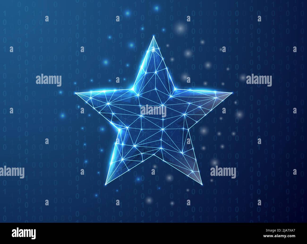 Star polygonal symbol with binary code background. Rating concept ...