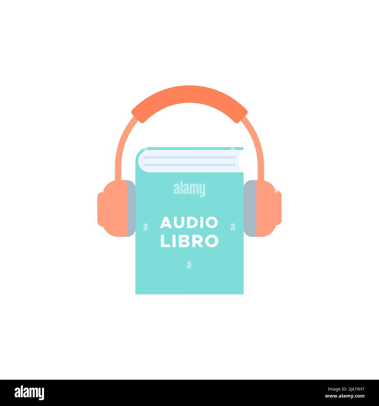 Audiobook colorful icon. Book and headphones symbol. Vector ...