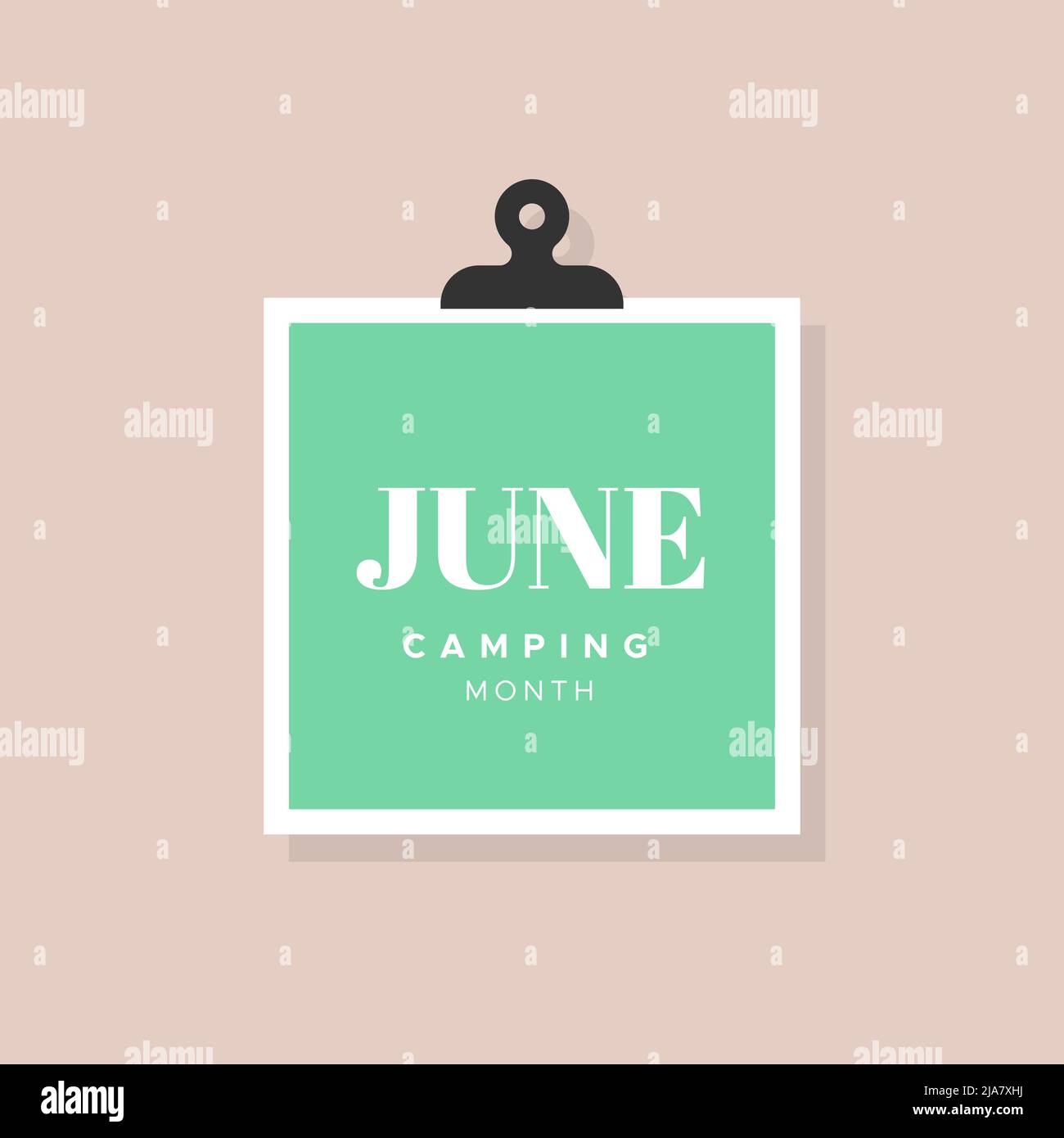 Camping Month. June. Brown and green background. Vector illustration ...