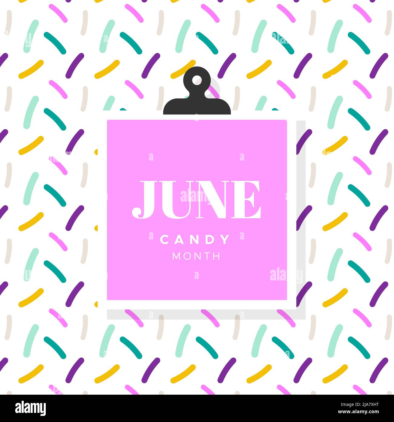 Candy Month. June. Pink and sprinkles background. Vector illustration ...