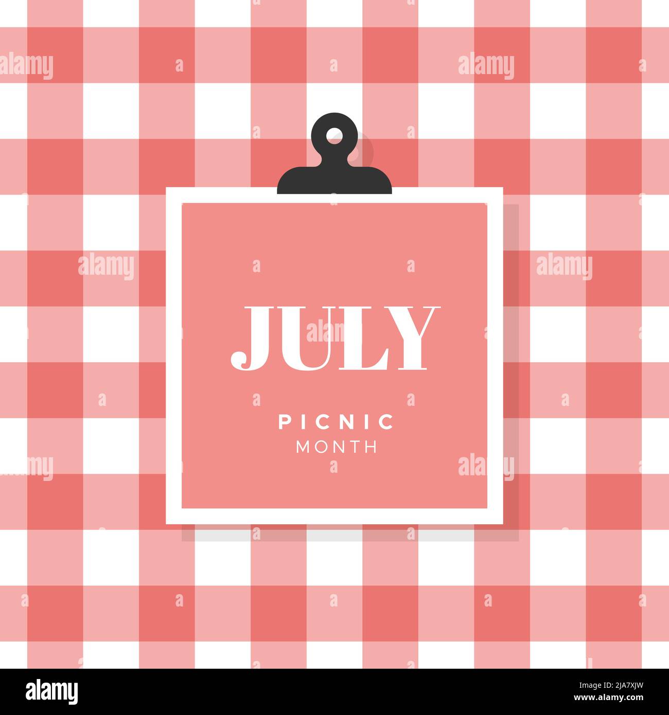 Picnic Month. July. Red gingham pattern background. Vector illustration ...