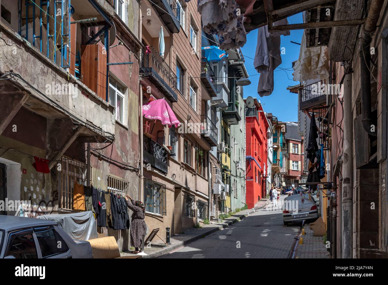 Famous Balat neighborhood in Fatih district of Istanbul, Turkey Stock ...