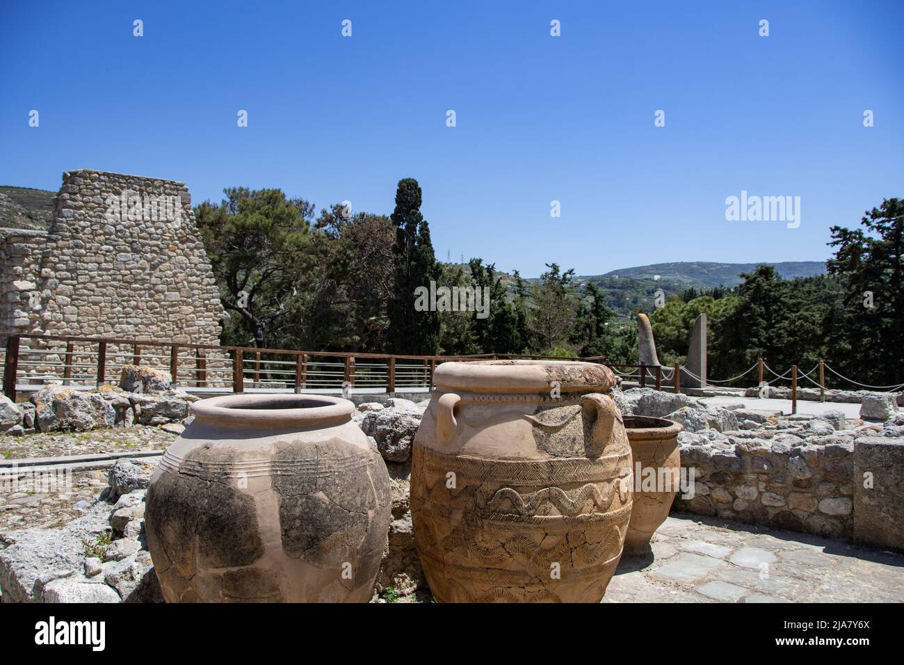 Ancient pithoi in the Palace of Knossos on the Greek island of Crete ...