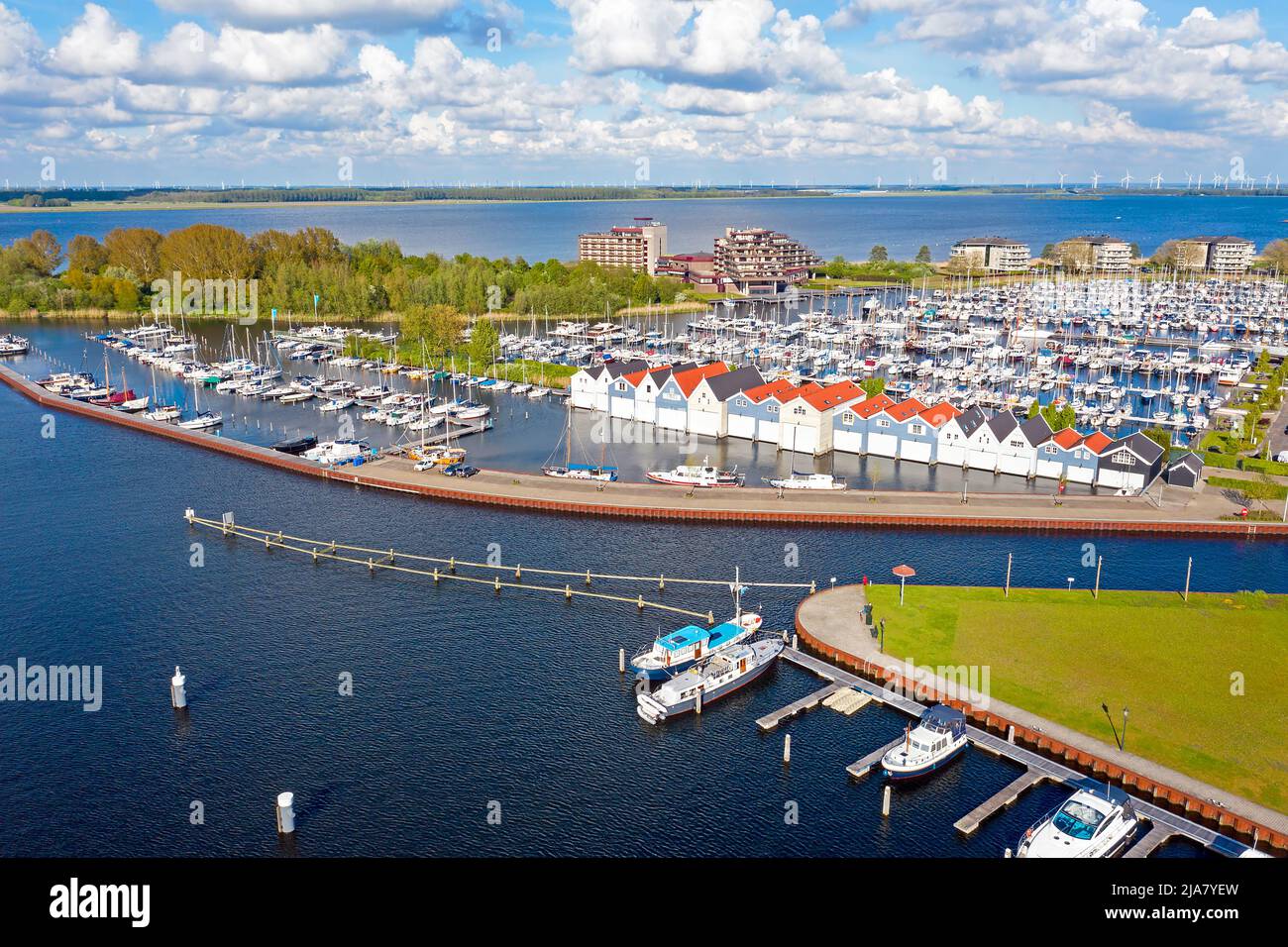 Aerial from the harbor from Huizen in the Netherlands Stock Photo - Alamy