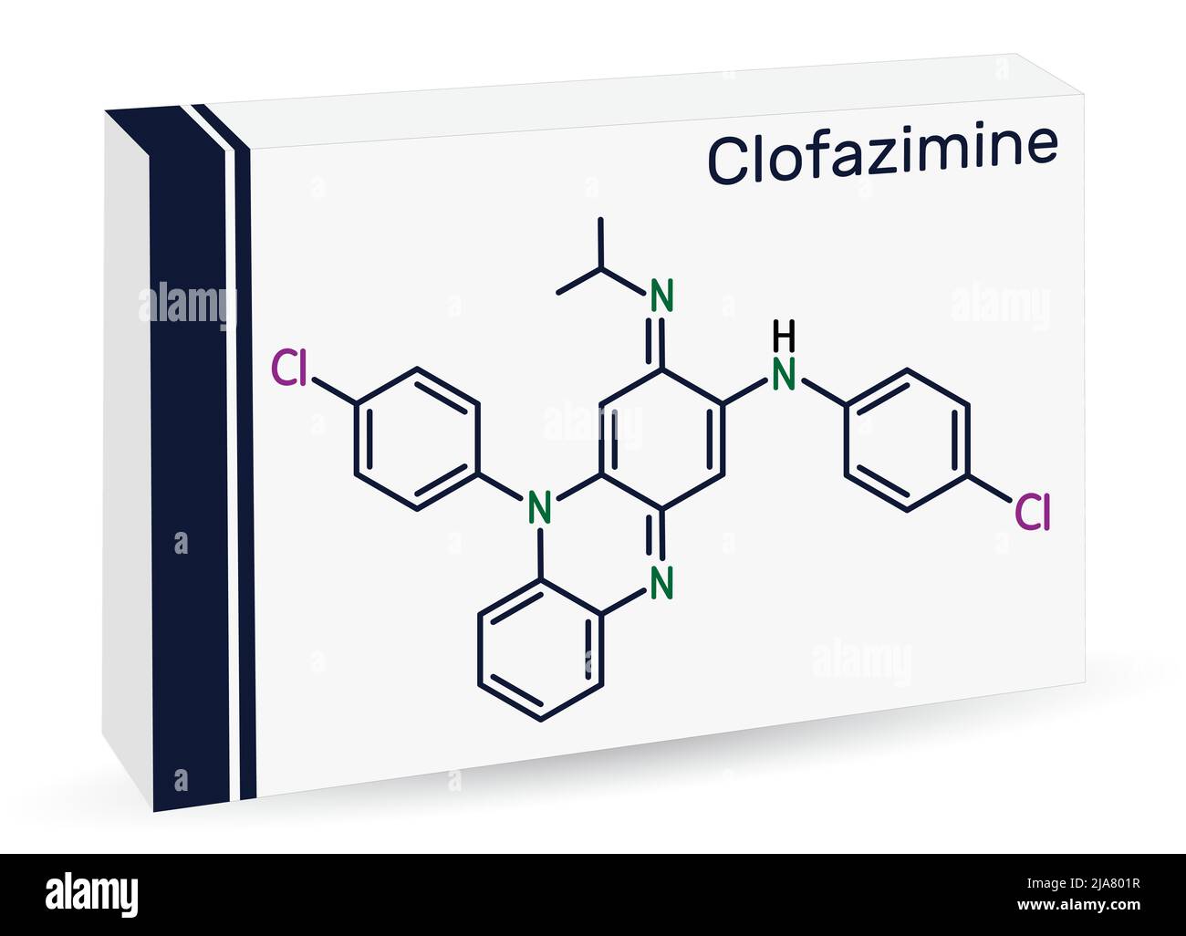 Clofazimine molecule. It is riminophenazine antimycobacterial used to ...