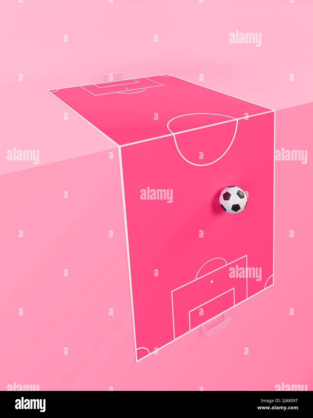 Minimal 3D Illustration concept of soccer field with the ball in the ...