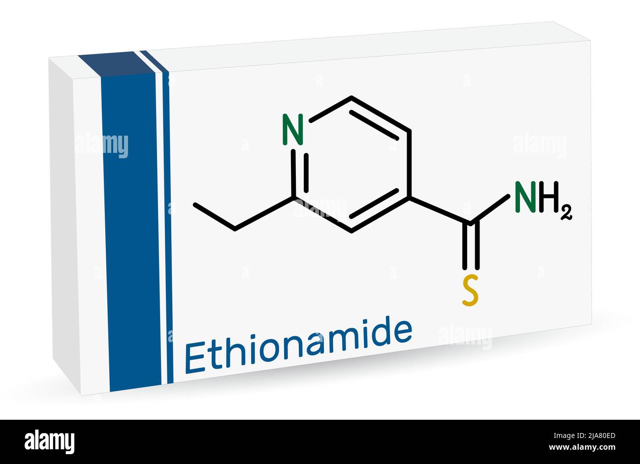 Ethionamide molecule. It is antitubercular agent, antibiotic, used to ...