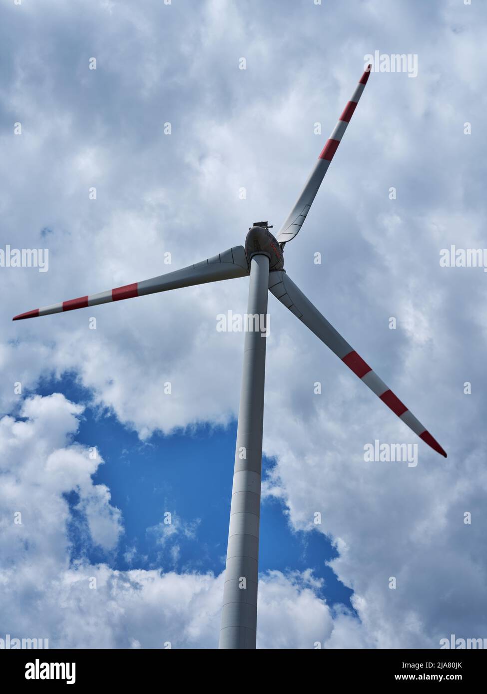 Metal windmill to generate electricity blades detail in Austria Stock ...