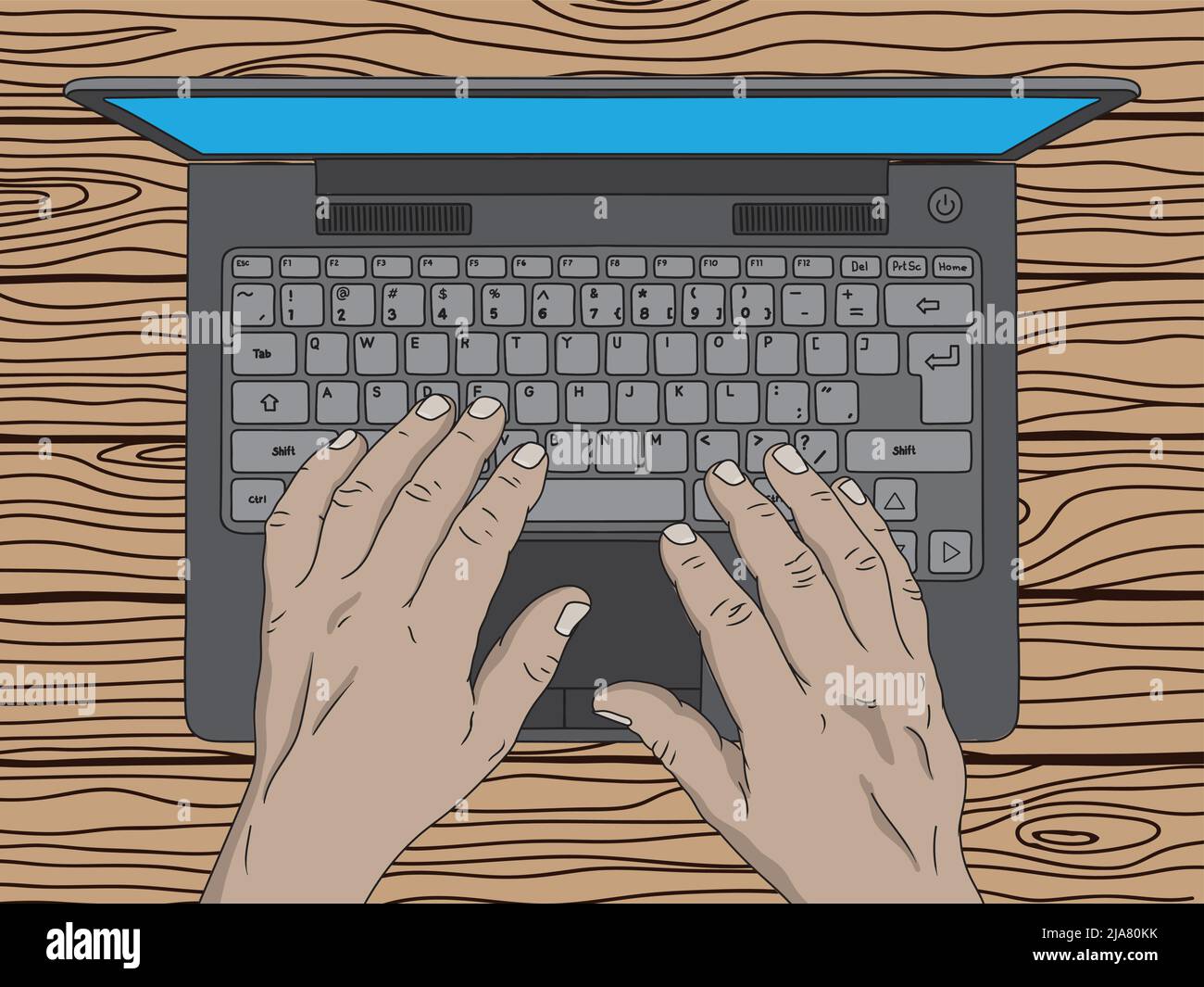 Close up view hands typing Stock Vector Images - Alamy