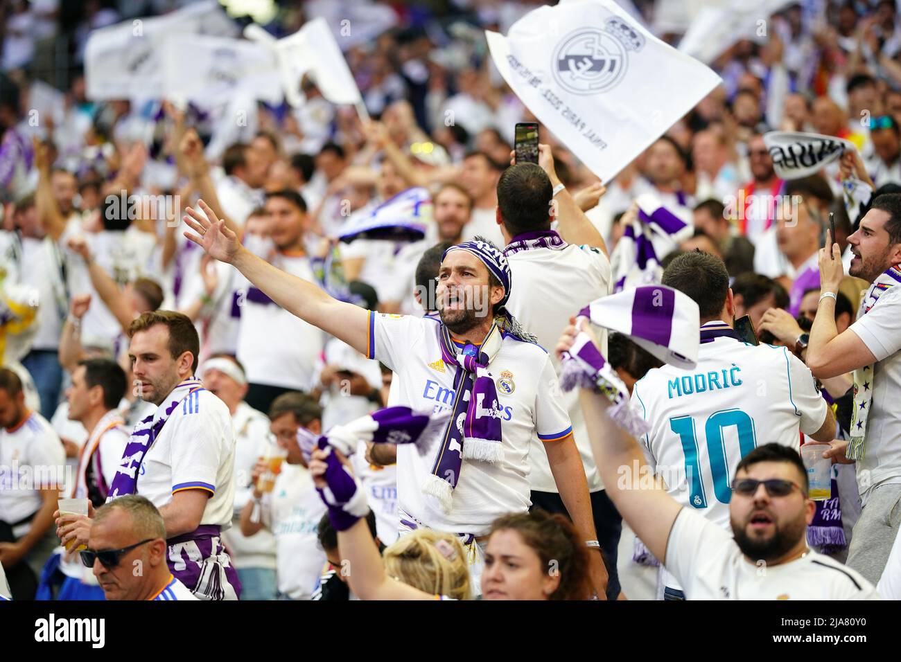 Real Madrid fans in the stands during the UEFA Champions League Final ...
