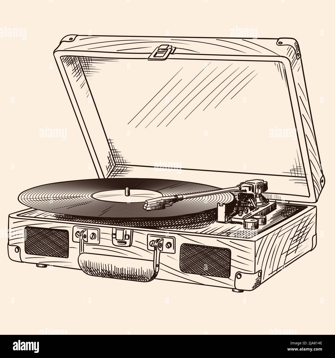 Vintage Record Player Drawing