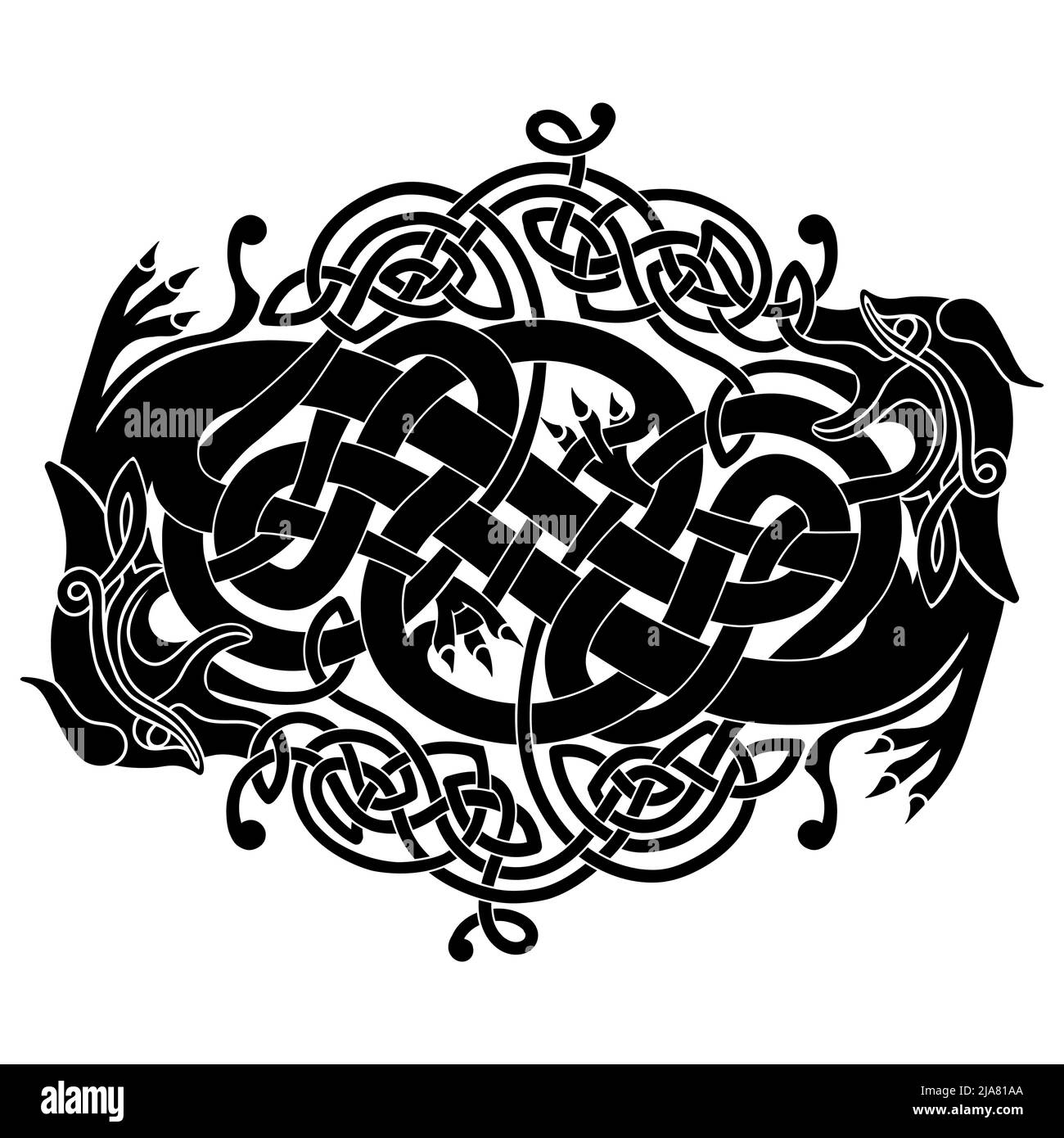 Ornament in the form of two braided dragons in the Celtic national ...