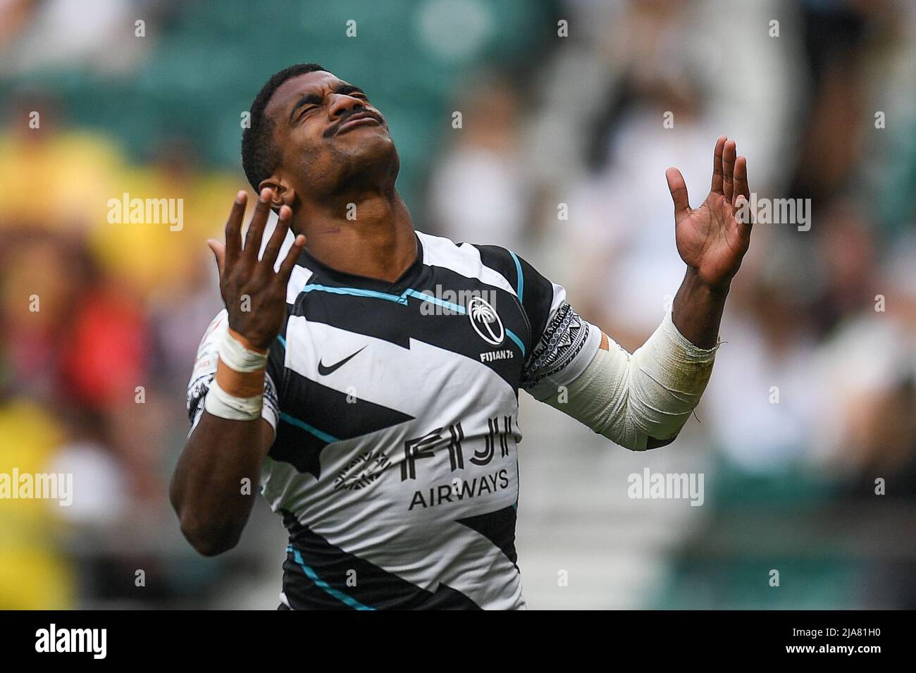 Pilipo Bukayaro of Fiji Rugby, prays following his try Stock Photo - Alamy