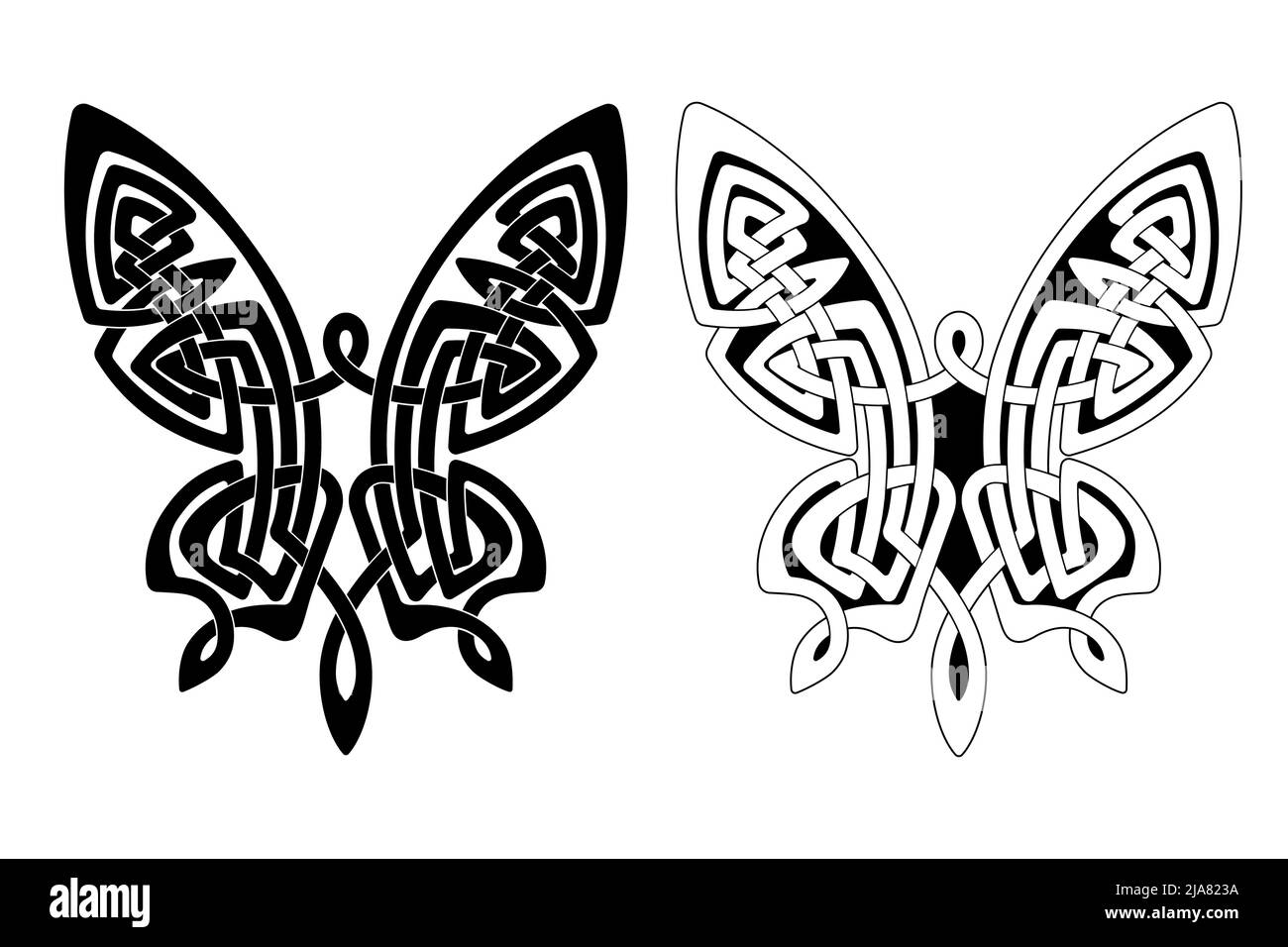 Ornament in the form of butterfly with outstretched wings in the Celtic ...