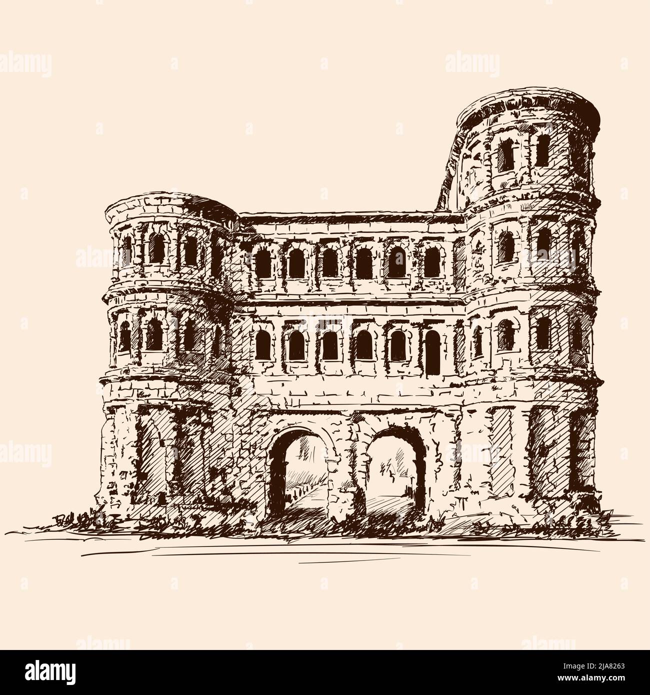 Medieval stone castle with towers and arches Stock Vector Image & Art ...