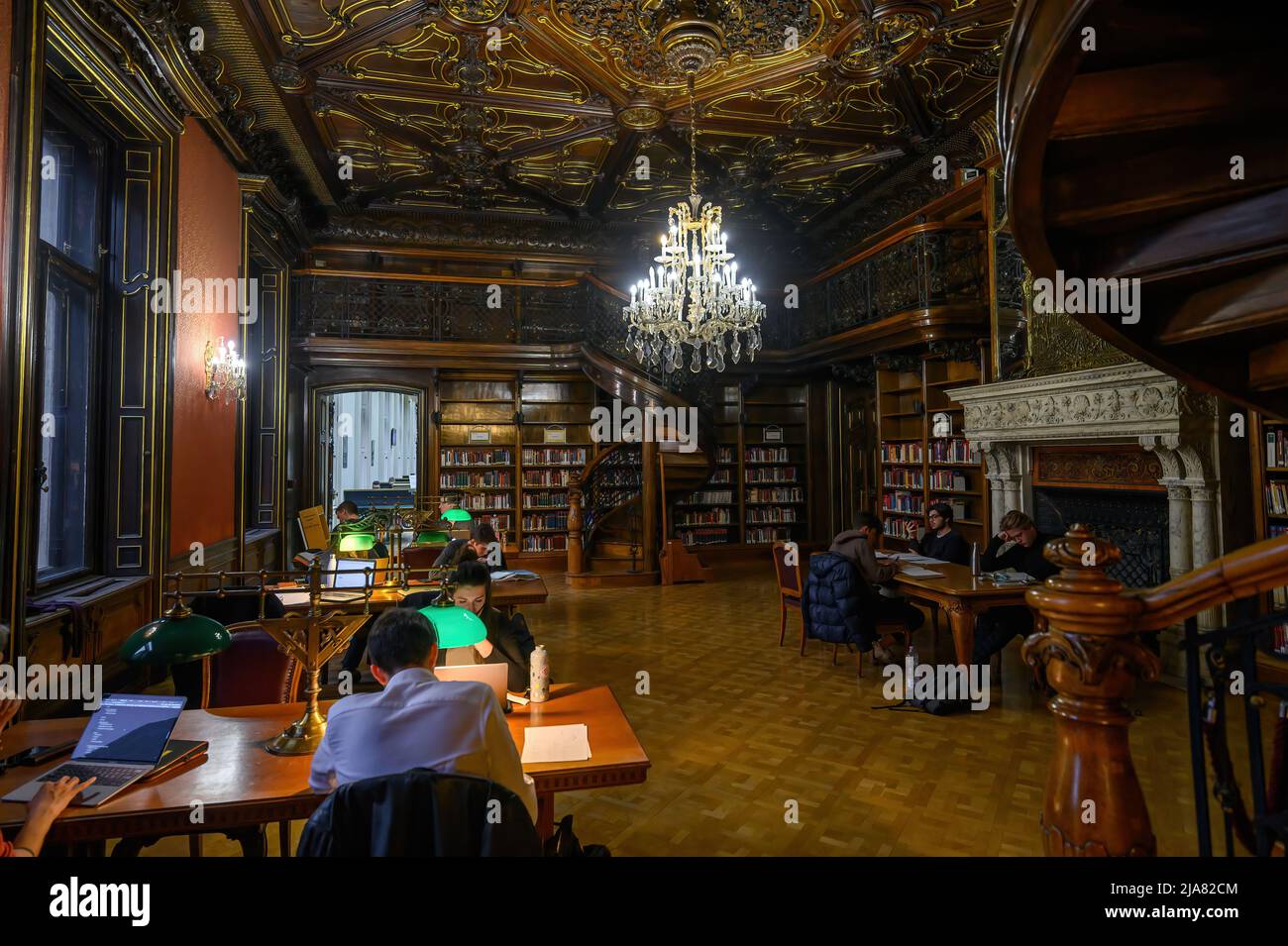 Budapest, Hungary. Beautiful interior of the famous Szabo Ervin Library ...