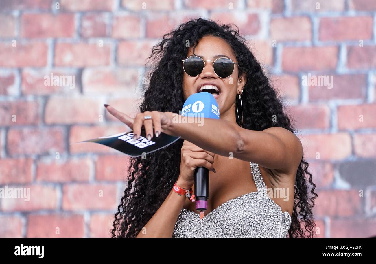 Vick Hope on the main stage during BBC Radio 1's Big Weekend at the War ...