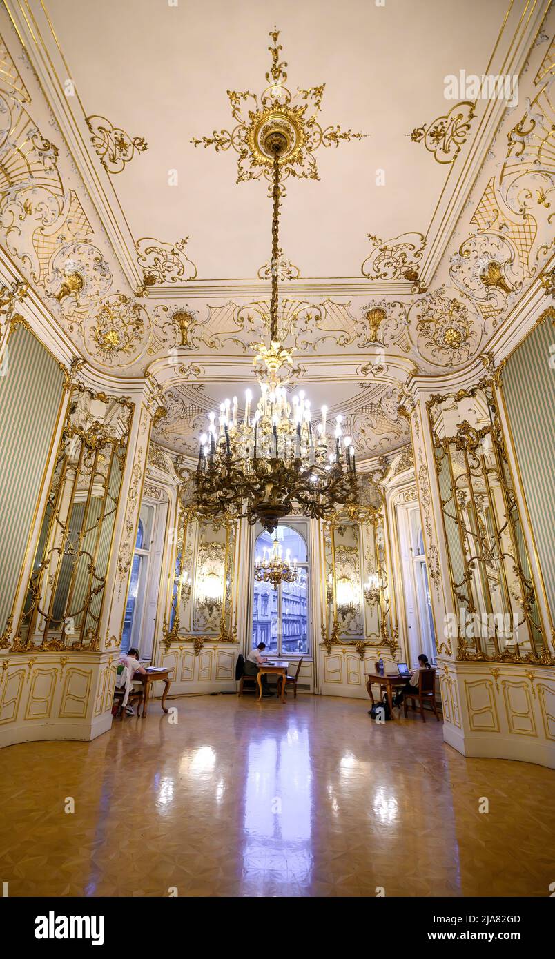 Budapest, Hungary. Beautiful interior of the famous Szabo Ervin Library ...