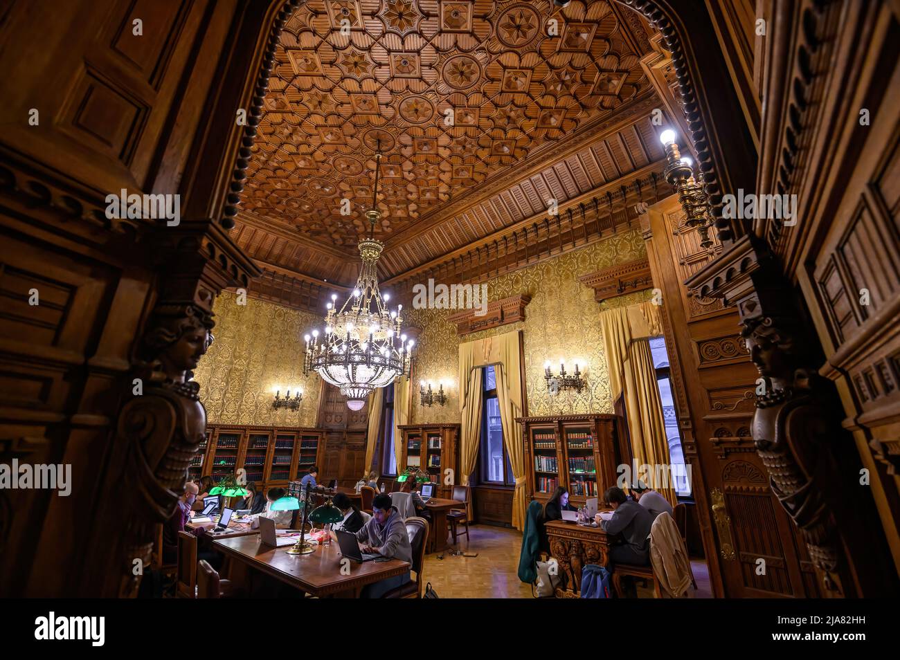 Budapest, Hungary. Beautiful interior of the famous Szabo Ervin Library ...