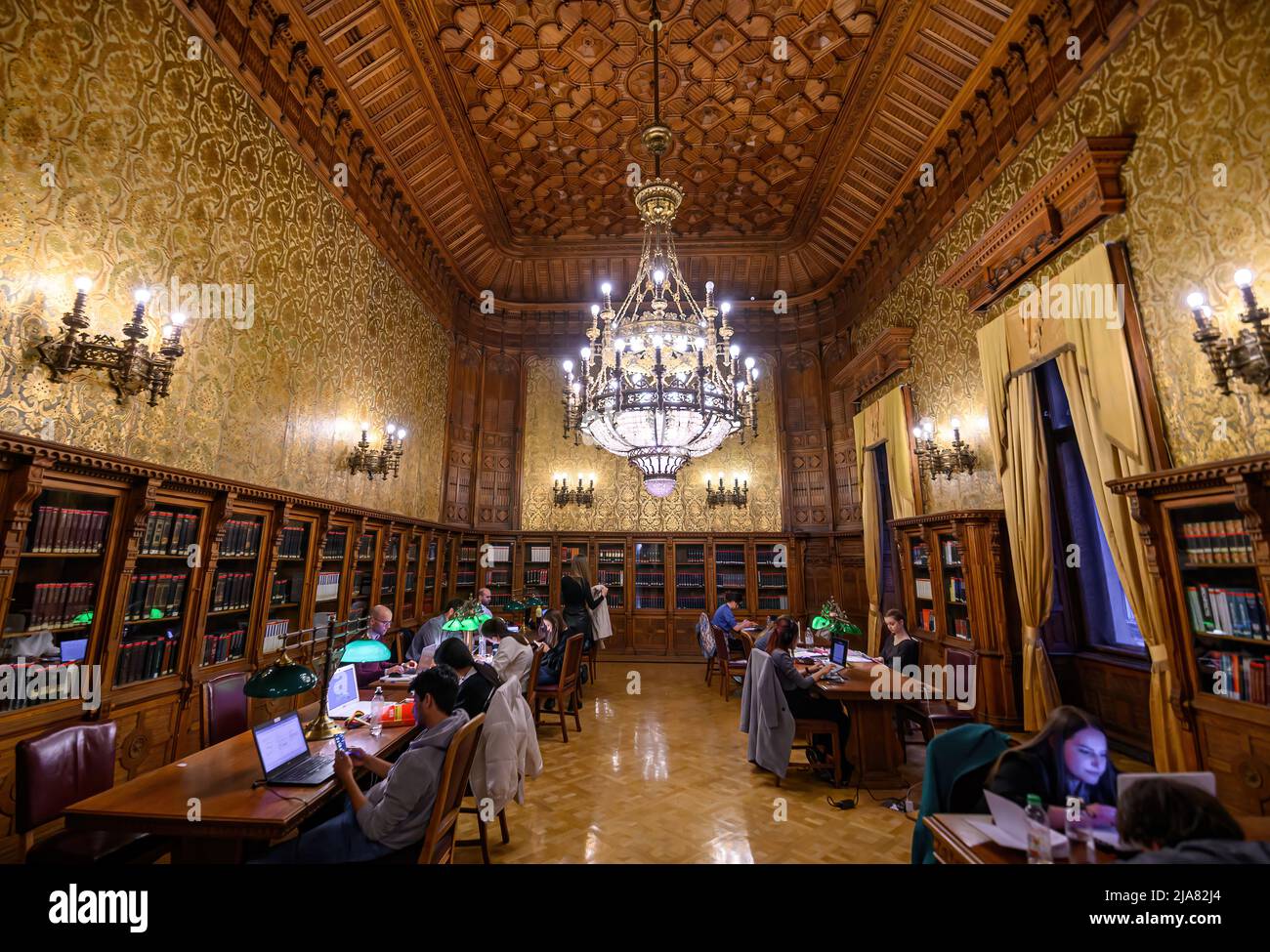 Budapest, Hungary. Beautiful interior of the famous Szabo Ervin Library ...