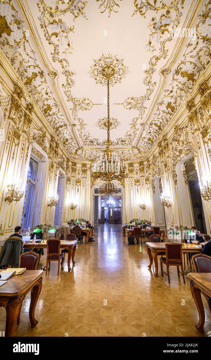 Budapest, Hungary. Beautiful interior of the famous Szabo Ervin Library ...