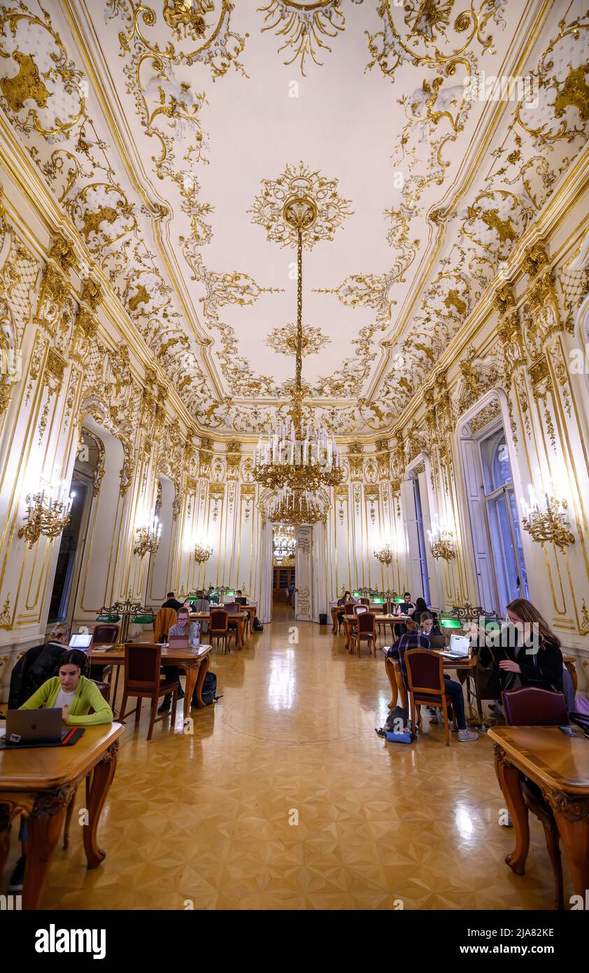 Budapest, Hungary. Beautiful interior of the famous Szabo Ervin Library ...