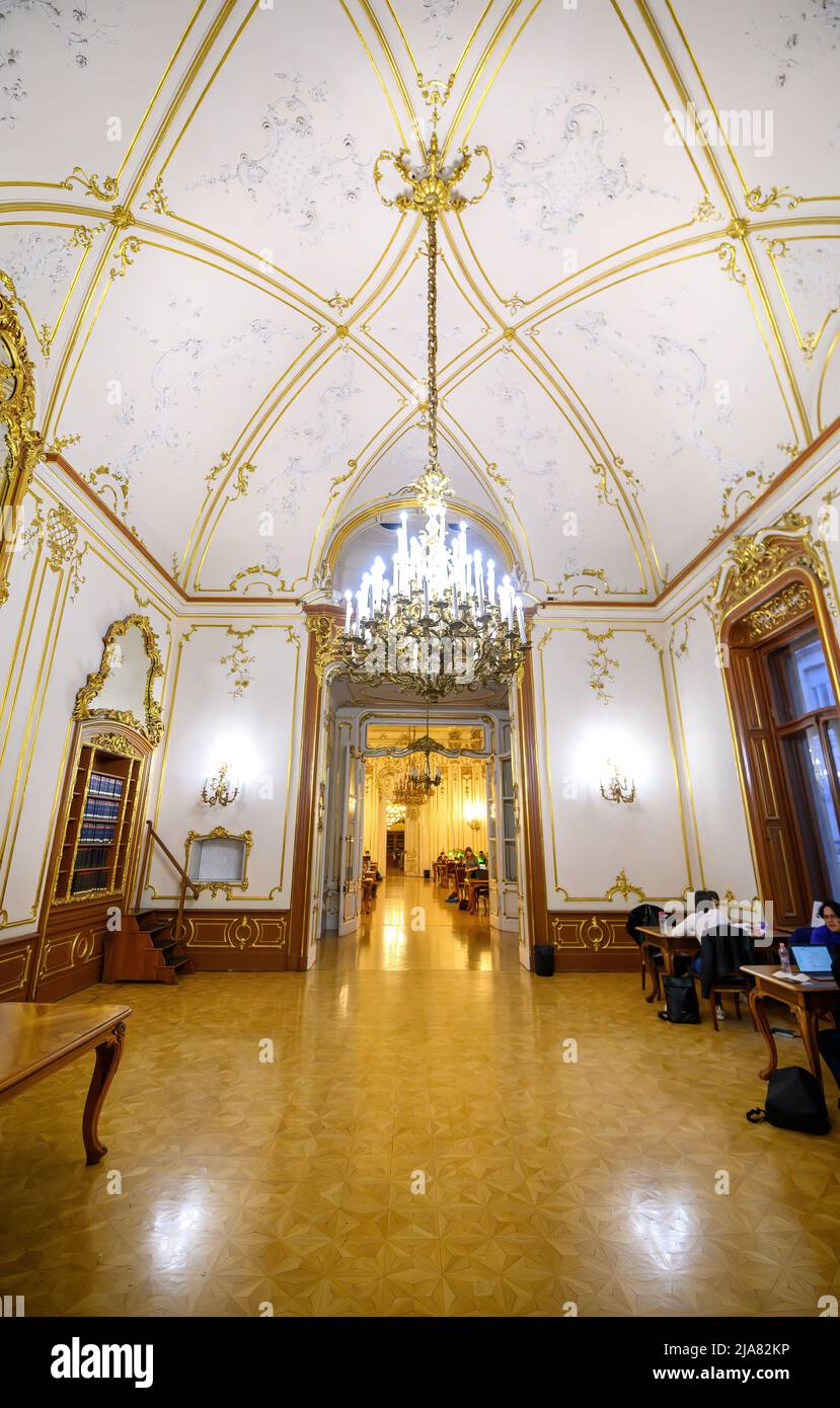 Budapest, Hungary. Beautiful interior of the famous Szabo Ervin Library ...